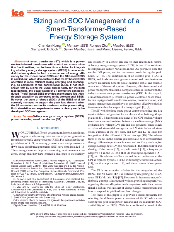 (PDF) Sizing and SOC Management of a Smart-Transformer-Based Energy Storage System