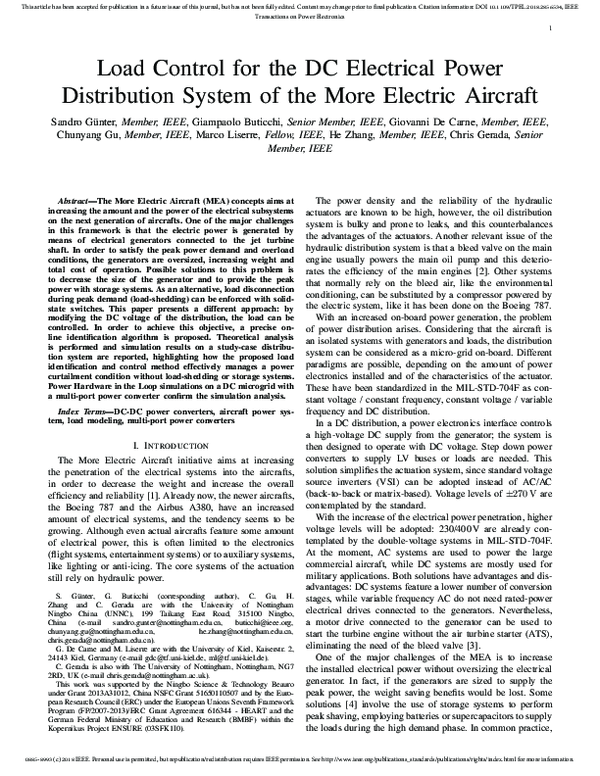 (PDF) Load Control for the DC Electrical Power Distribution System of ...
