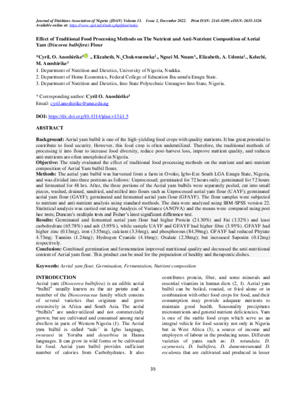 (PDF) Effect of traditional food processing methods on the nutrient and ...