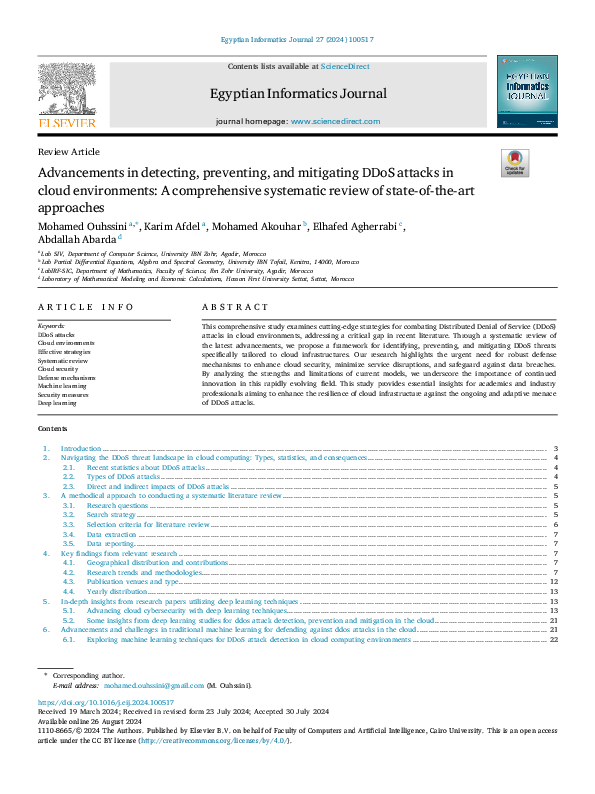 Pdf Advancements In Detecting Preventing And Mitigating Ddos Attacks In Cloud Environments