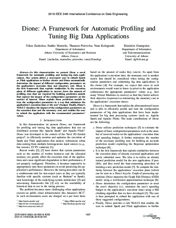 (PDF) Dione: A Framework for Automatic Profiling and Tuning Big Data Applications