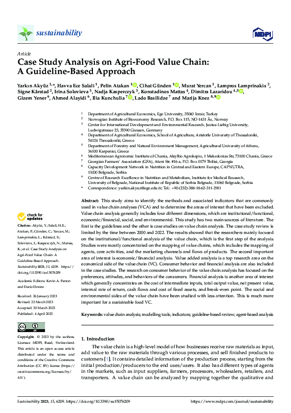 (PDF) Case Study Analysis on Agri-Food Value Chain: A Guideline-Based Approach