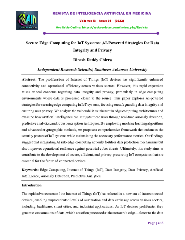 (PDF) Secure Edge Computing for IoT Systems: AI-Powered Strategies for Data Integrity and ...