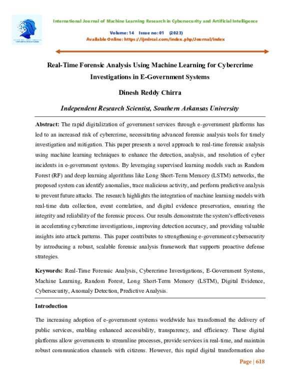 (PDF) Real-Time Forensic Analysis Using Machine Learning for Cybercrime Investigations in E ...