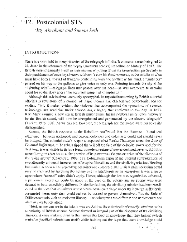(PDF) Postcolonial STS: an introduction