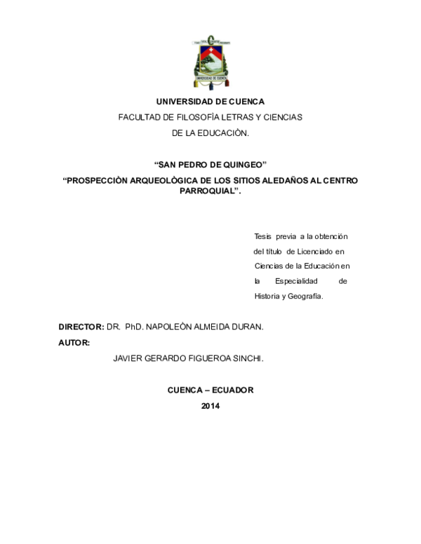 (PDF) San Pedro de Quingeo. Prospección arqueológica de los sitios ...