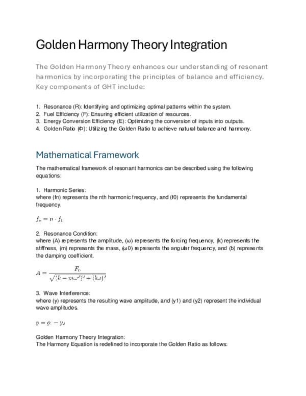 (PDF) Golden Harmony Theory Integration