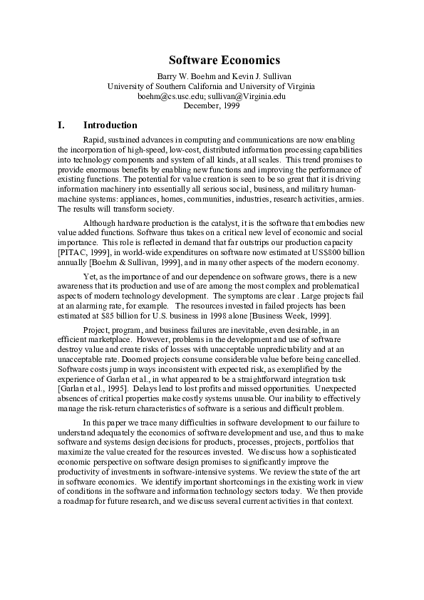 (PDF) Software Economics