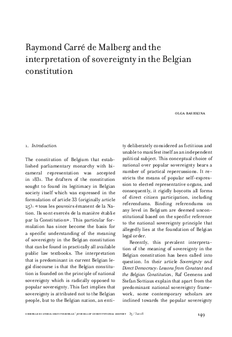 (PDF) Raymond Carré de Malberg and the Interpretation of Sovereignty in ...