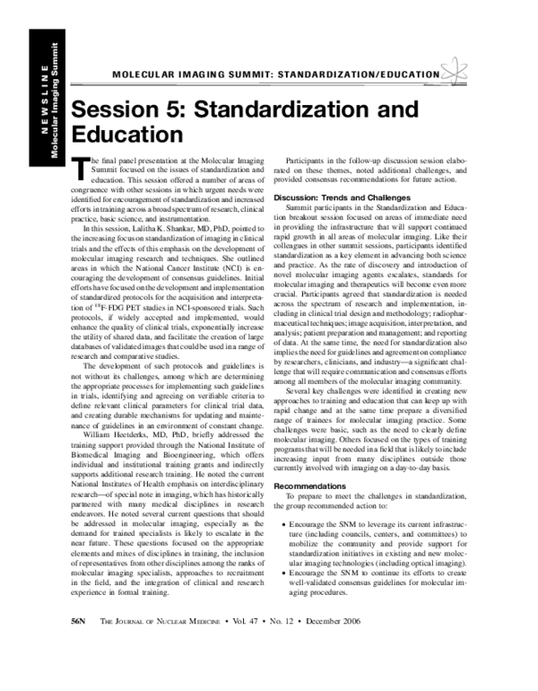(PDF) Session 5: Standardization and Education