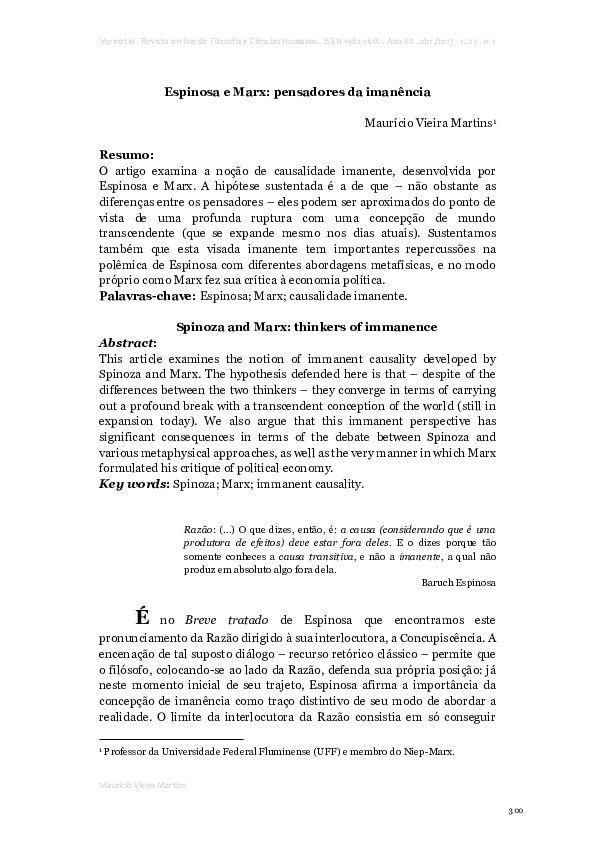 (PDF) Espinosa e Marx