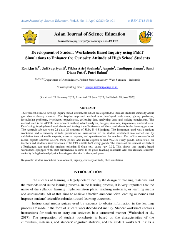 (PDF) Development of Student Worksheets Based Inquiry using PhET ...