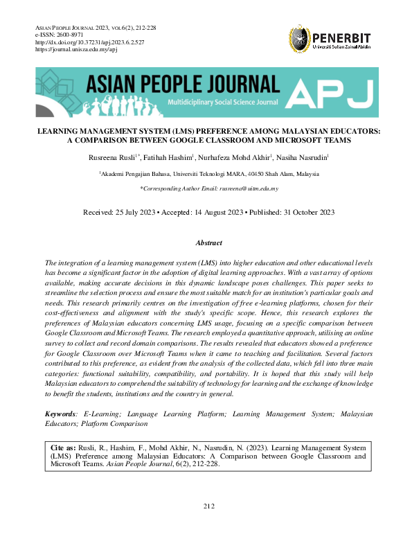 Pdf Learning Management System Lms Preference Among Malaysian 7758