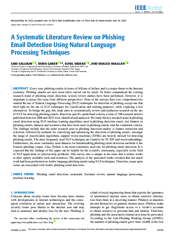 (PDF) A Systematic Literature Review on Phishing Email Detection Using Natural Language ...