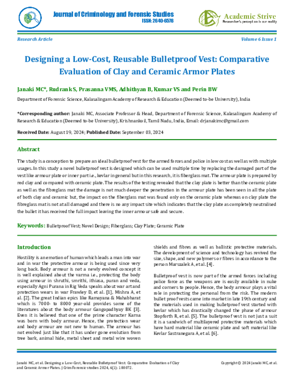 (PDF) Designing a Low-Cost, Reusable Bulletproof Vest: Comparative ...