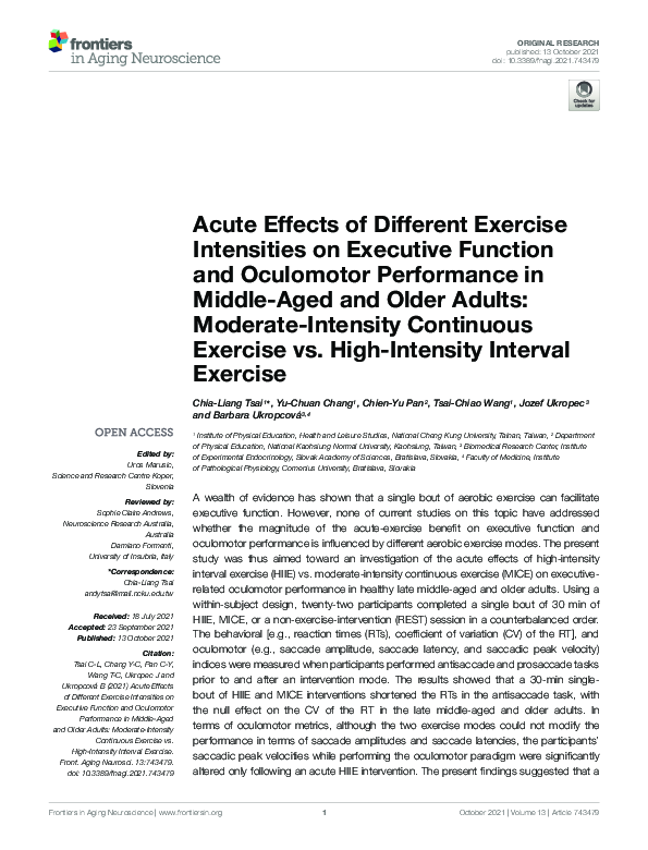 (PDF) Acute Effects of Different Exercise Intensities on Executive ...