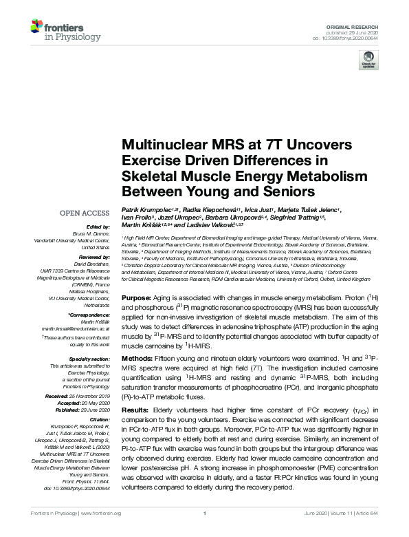 (PDF) Multinuclear MRS at 7T Uncovers Exercise Driven Differences in Skeletal Muscle Energy ...