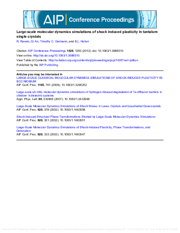 (PDF) Large scale ab initio molecular dynamics simulations of hydrogen-induced degradation of Ta ...