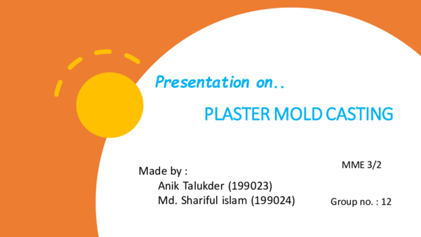 (PDF) Presentation of Plaster mold casting
