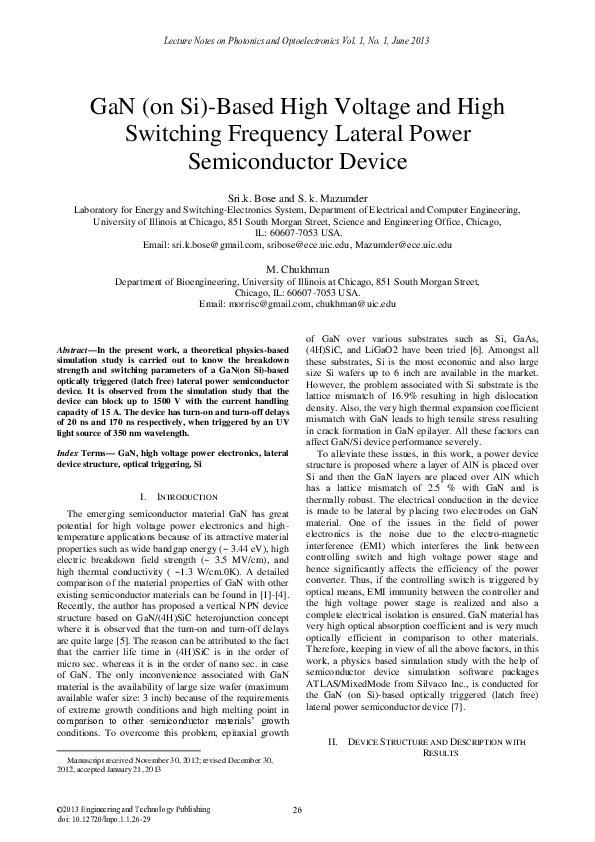 (PDF) GaN (on Si)-Based High Voltage and High Switching Frequency ...