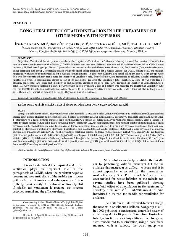 (PDF) Long Term Effect of Autoinflation in the Treatment of Otitis ...