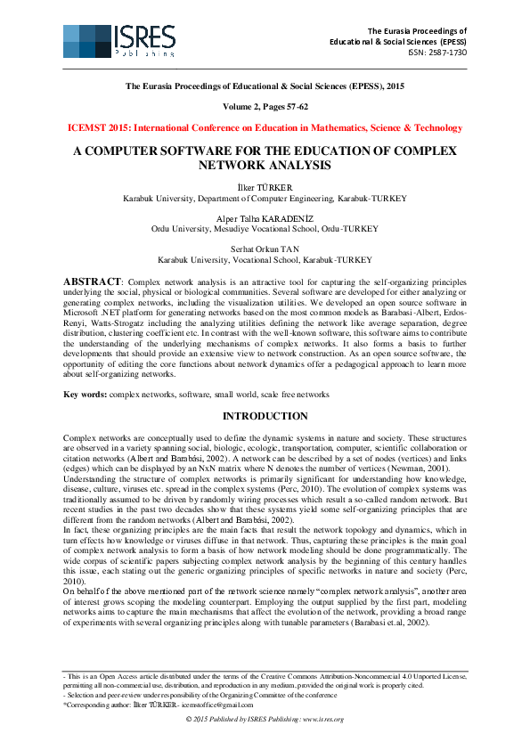 (PDF) A Computer Software for the Education of Complex Network Analysis