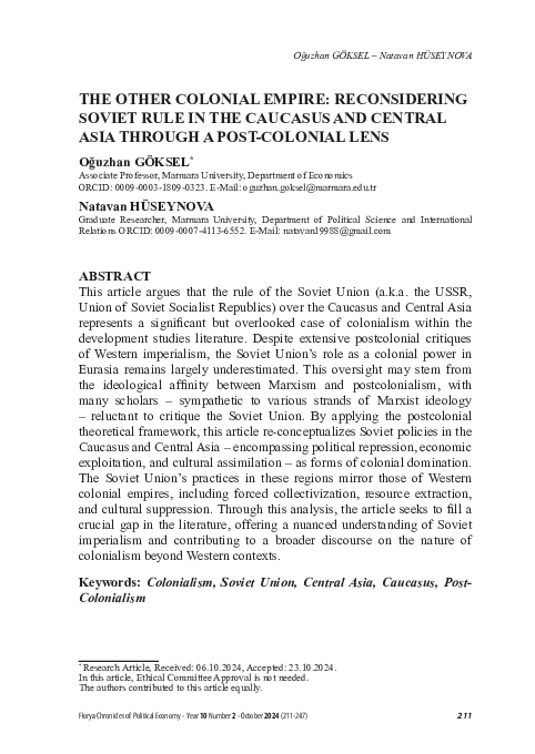 (PDF) The Other Colonial Empire: Reconsidering Soviet Rule in the ...