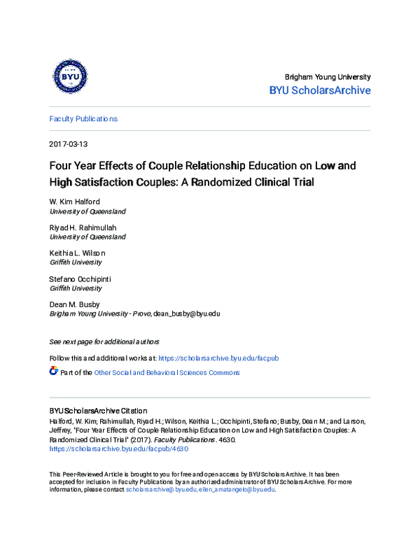 (PDF) Four year effects of couple relationship education on low and ...