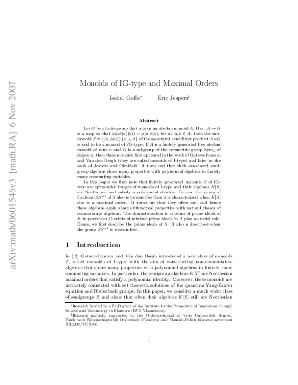 (PDF) Monoids of IG-type and Maximal Orders