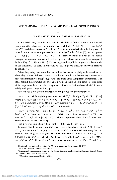 (PDF) Determining units in some integral group rings | Eric Jespers ...