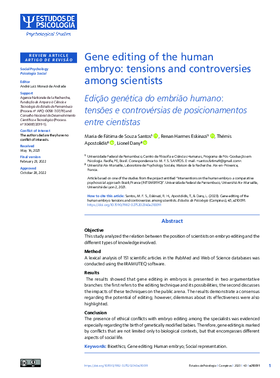 (PDF) Gene editing of the human embryo: tensions and controversies ...