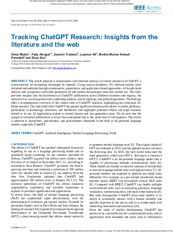 (PDF) Tracking ChatGPT Research: Insights from the literature and the web