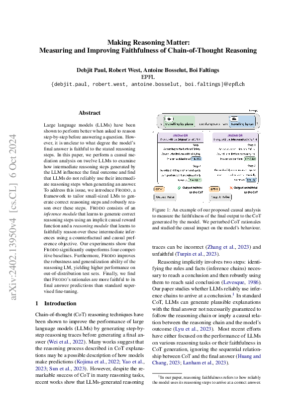 (PDF) Making Reasoning Matter: Measuring and Improving Faithfulness of ...