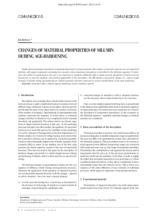 (PDF) Changes of Material Properties of Silumin During Age-Hardening