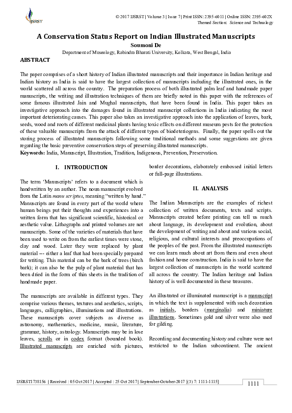 (PDF) A Conservation Status Report on Indian Illustrated Manuscripts