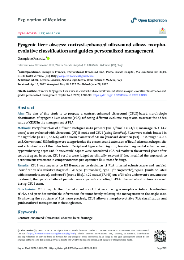 (PDF) Pyogenic liver abscess: contrast-enhanced ultrasound allows ...