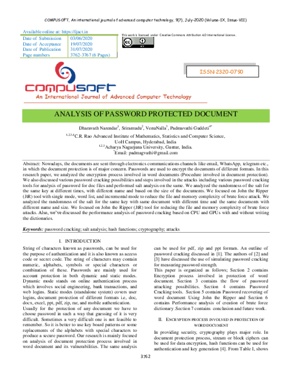Pdf Analysis Of Password Protected Document 6287