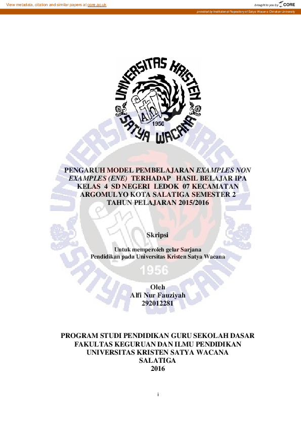 (PDF) Pengaruh Model Pembelajaran Examples Non Examples (ENE) terhadap ...