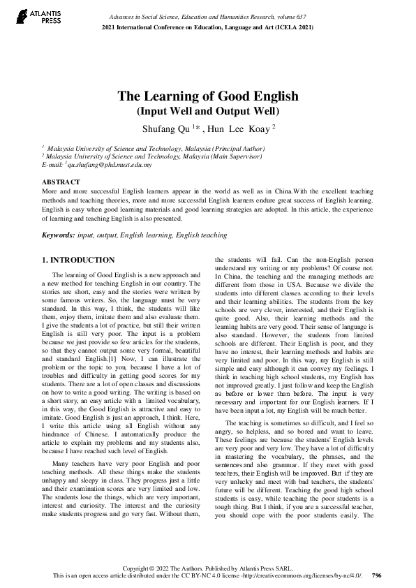 (PDF) The Learning of Good English