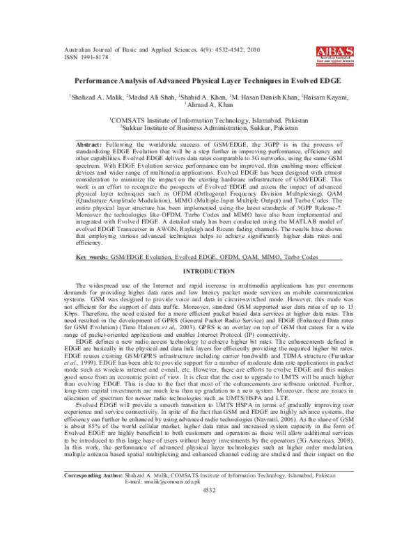 (PDF) Performance Analysis of Advanced Physical Layer Techniques in ...