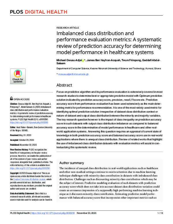 Pdf Imbalanced Class Distribution And Performance Evaluation Metrics A Systematic Review Of