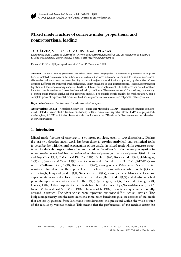 (PDF) Mixed mode fracture of concrete under proportional and nonproportional loading