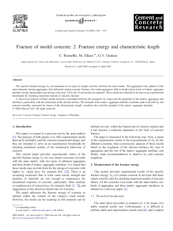 (PDF) Fracture of model concrete: 2. Fracture energy and characteristic ...
