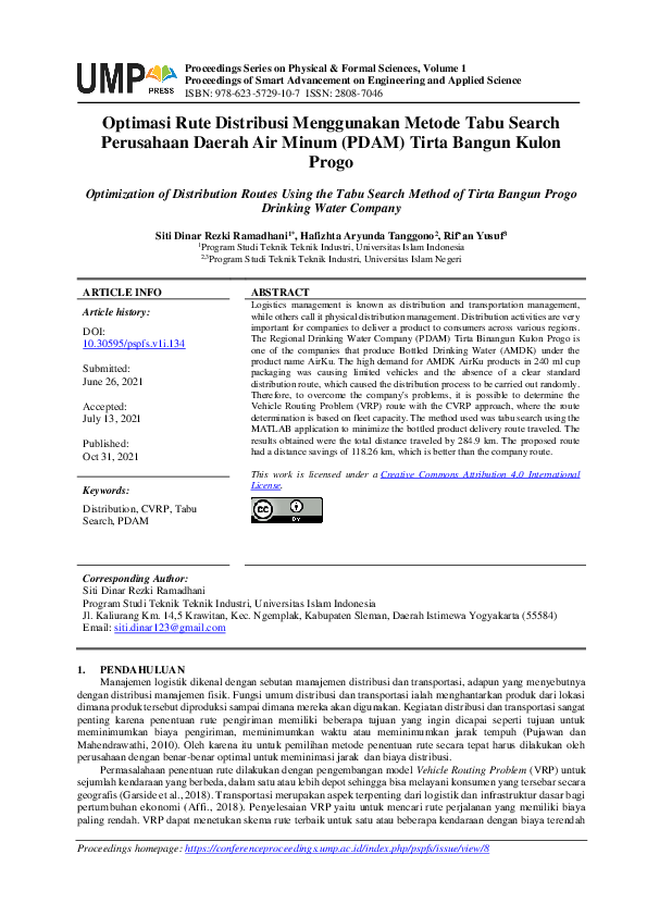 (PDF) Optimasi Rute Distribusi Menggunakan Metode Tabu Search ...