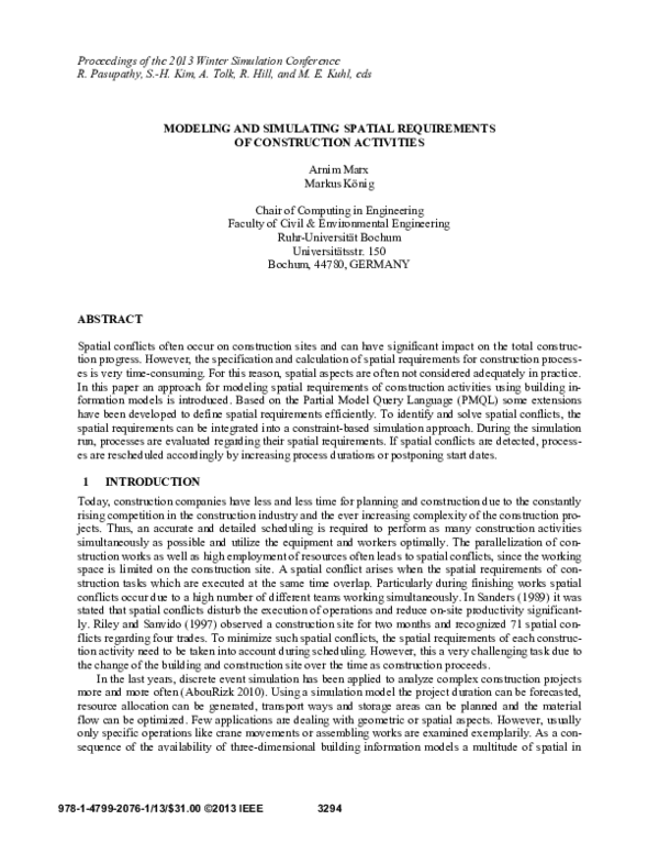 (PDF) Modeling and simulating spatial requirements of construction ...