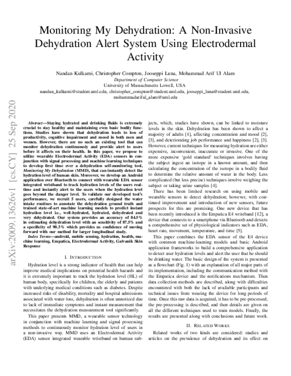 (PDF) Monitoring My Dehydration: A Non-Invasive Dehydration Alert System Using Electrodermal ...
