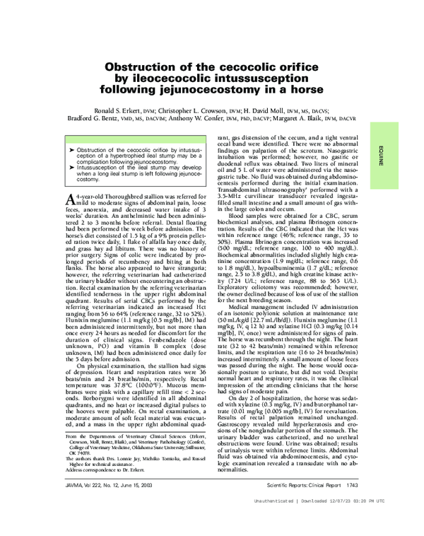 (PDF) Obstruction of the cecocolic orifice by ileocecocolic ...