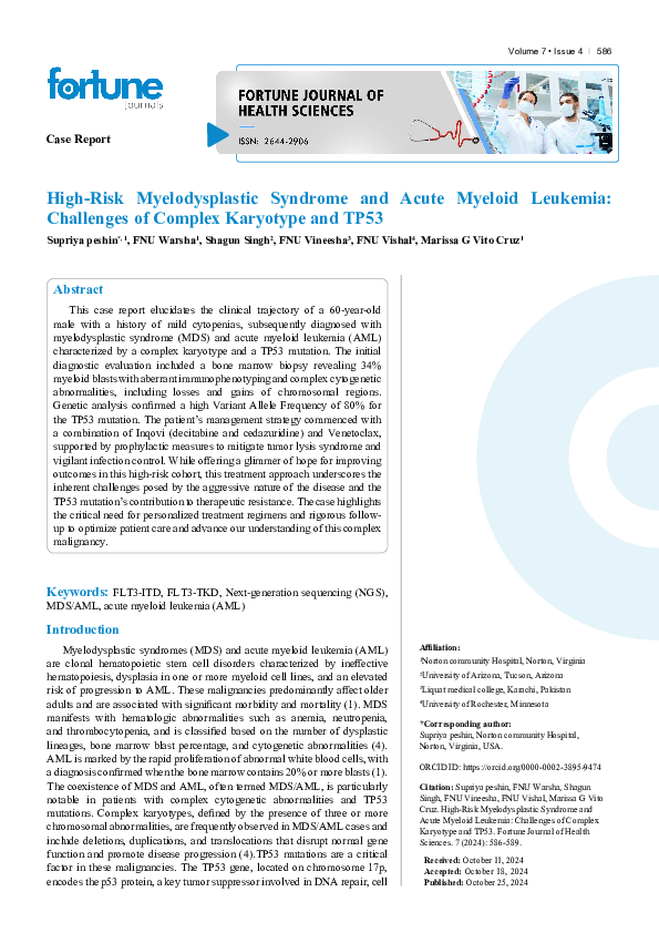 (PDF) High-Risk Myelodysplastic Syndrome and Acute Myeloid Leukemia ...