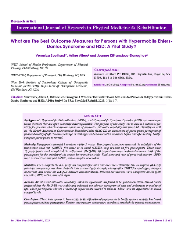 (PDF) What are The Best Outcome Measures for Persons with Hypermobile ...