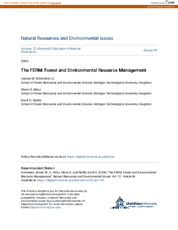 (PDF) The FERM: Forest and Environmental Resource Management